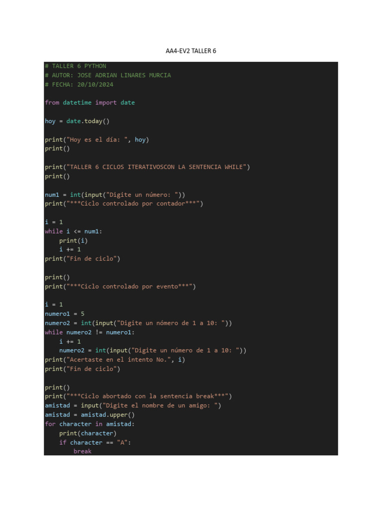 AA4-EV2 Taller 6 | PDF