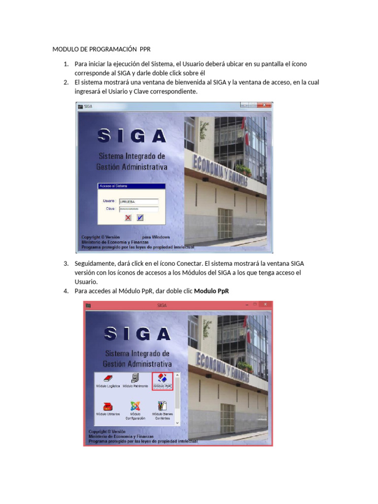 Pasos A Seguir Modulo Siga PPR | PDF