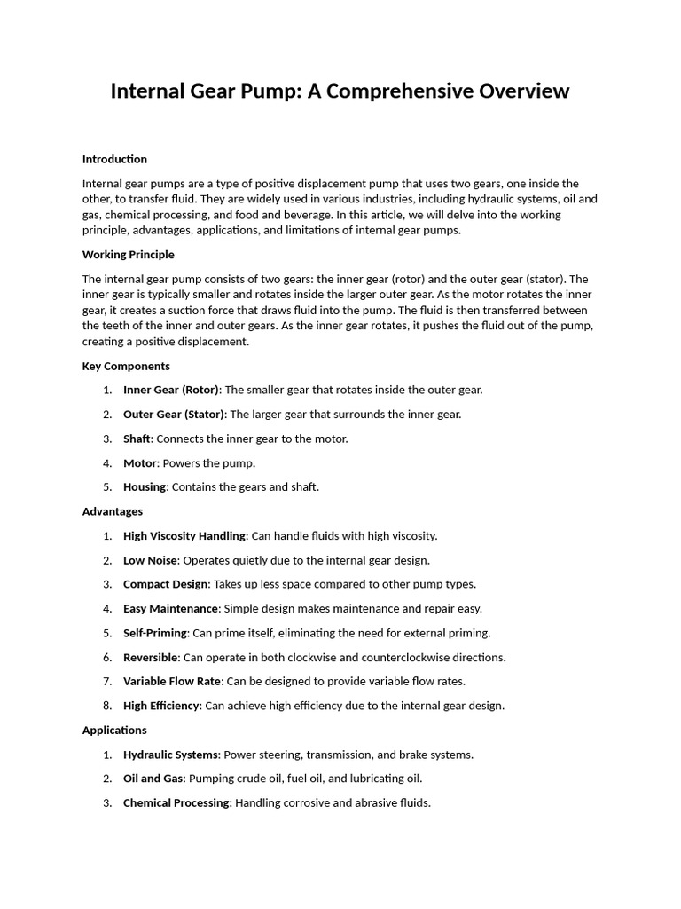 All Types Of Pumps Pdf Pump Gear
