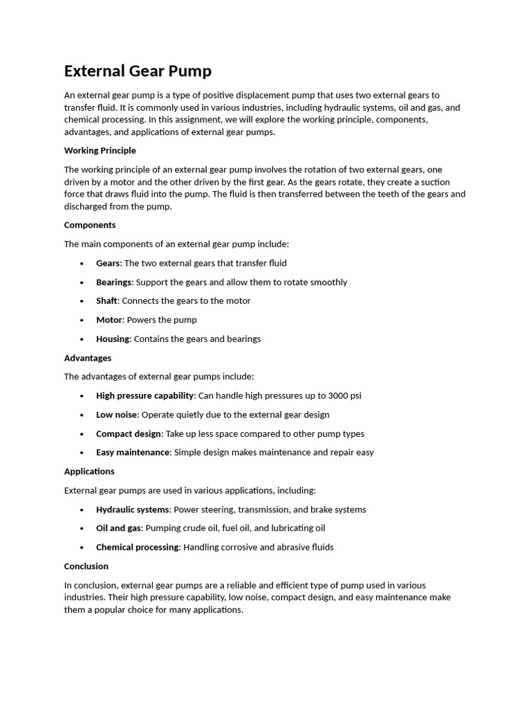 External Gear Pump 2 Pdf Pump Gear