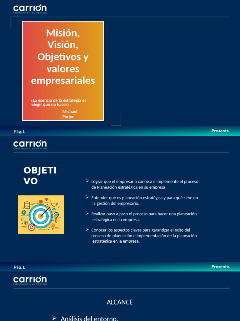 13_Mision_Vision_Objetivos_y_valores_empresariales | PDF | Business | Planificación