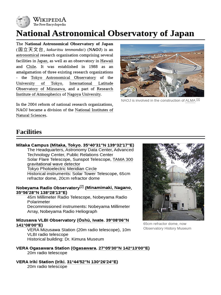 National Astronomical Observatory of Japan | PDF | Observatory | Astronomy