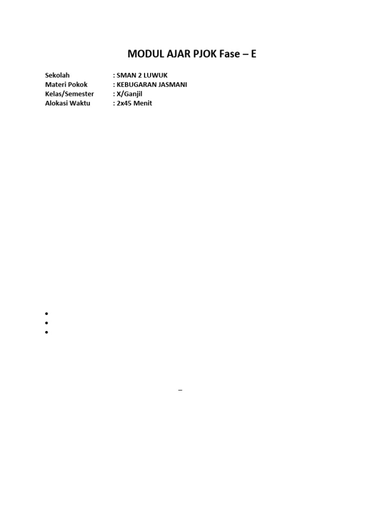 MODUL AJAR PJOK Fase E DEDI | PDF