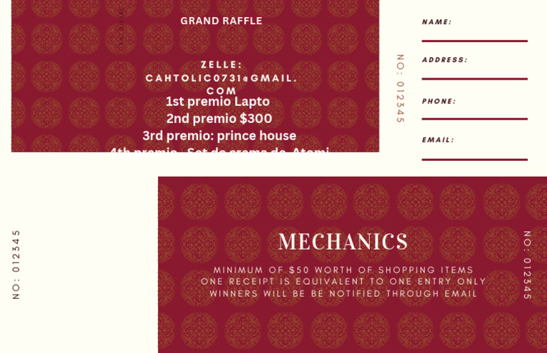 Red Circle Pattern Raffle Ticket | PDF