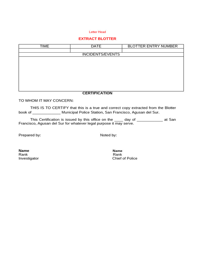 3. Extract Blotter | PDF
