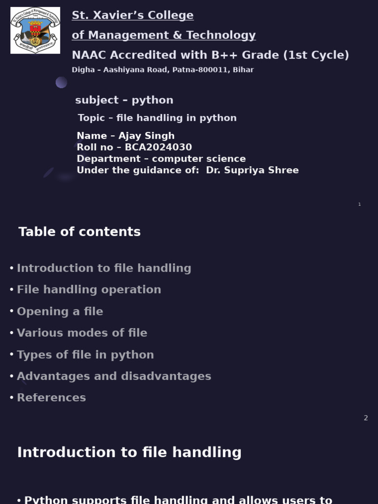 Bca 1a 30 File Handling In Python Pdf Computer File Text File