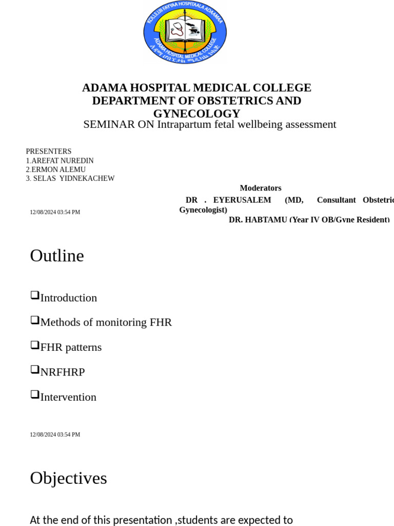 Intrapartum Fetal Wellbeing Assessment | PDF | Childbirth | Medical ...