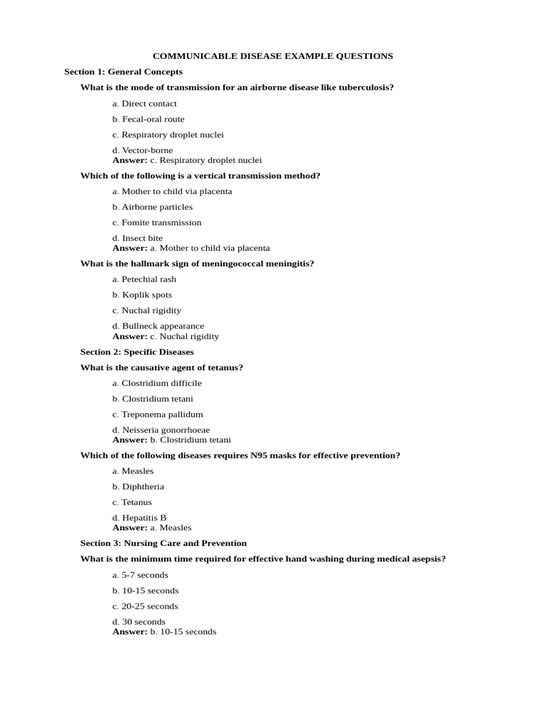 Communicable Disease Exam Questions | PDF | Pneumonia | Malaria