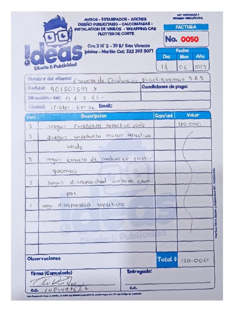 Factura Ideas Publicidad Señalizacion Enseñanza (1) - 104738 | PDF
