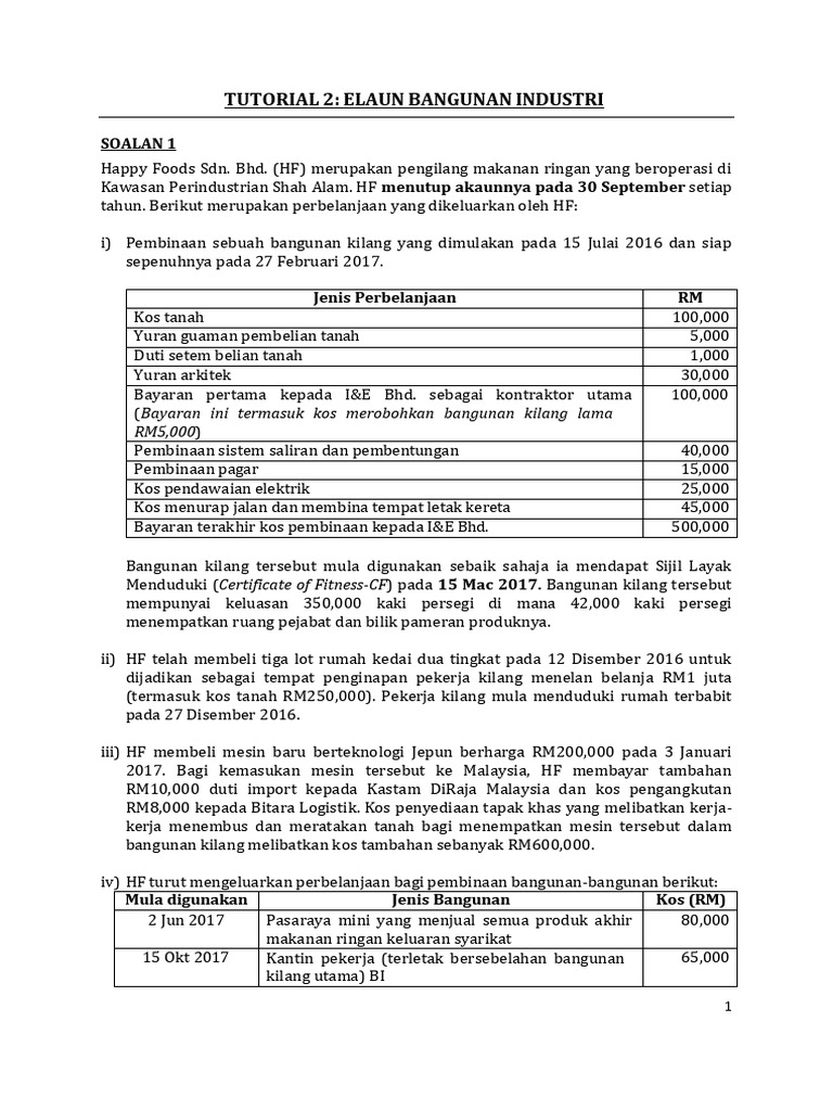 Tutorial 02 Elaun Bangunan Industri | PDF