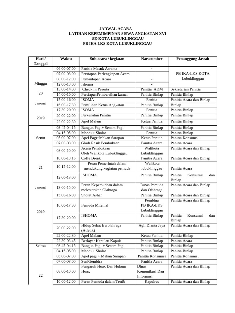 Jadwal Acara | PDF
