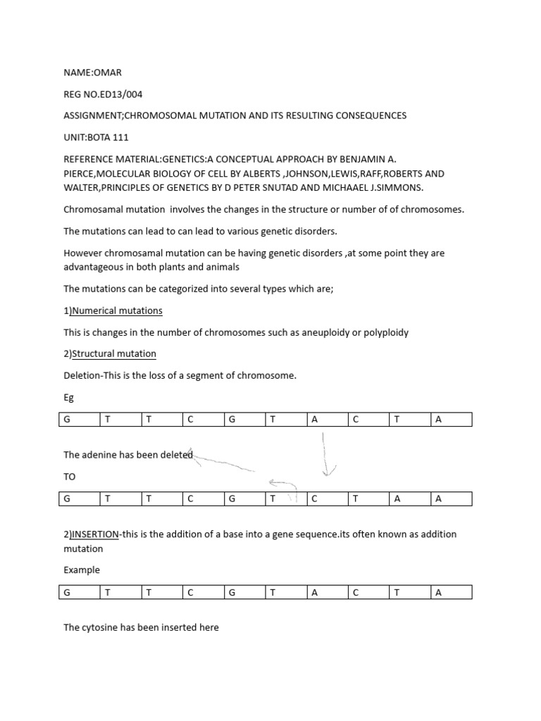 BOTA111 ASSIGNMENT | PDF | Mutation | Genetics