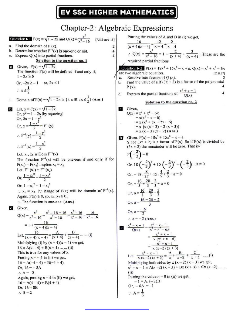 SSC Ev H. Mathematics 2nd Chapter Note | PDF