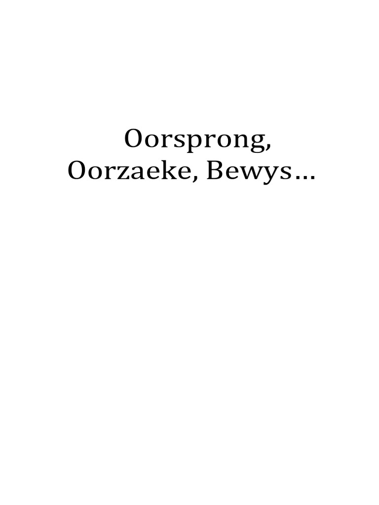 Oorsprong Oorzaeke Bewys | PDF