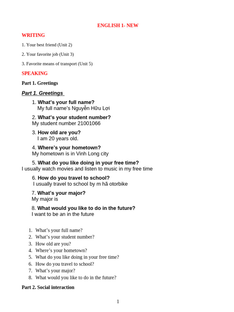 English 1 - New | PDF | Transport