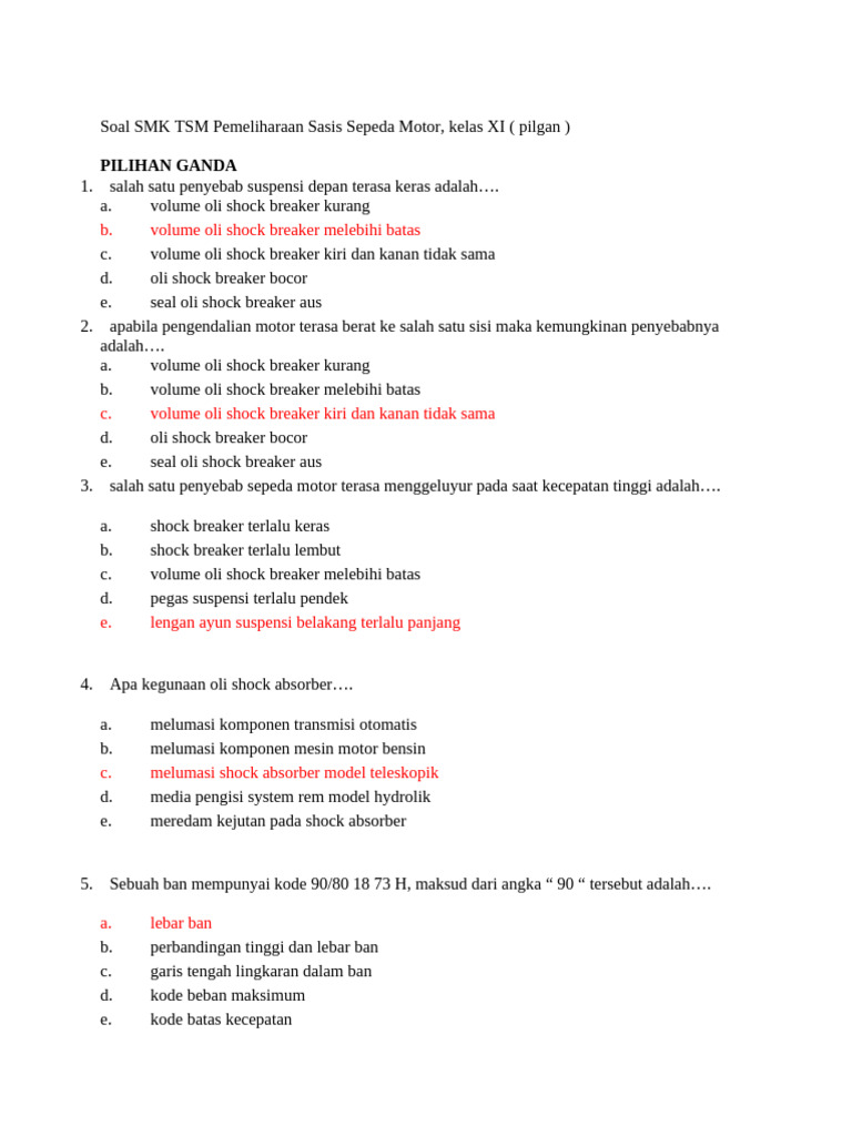 Soal - SMK - TSM - Chas | PDF