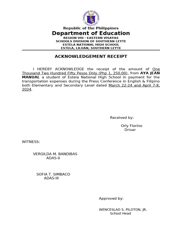 Acknowledgement Report | PDF