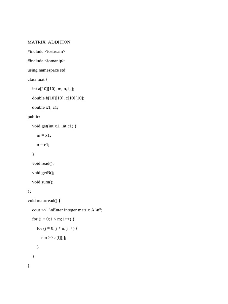 Matrix Addition for Beginners | PDF