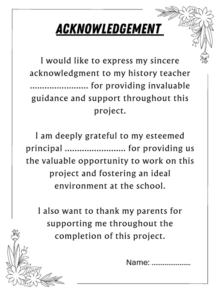 History Project Acknowledgement | PDF