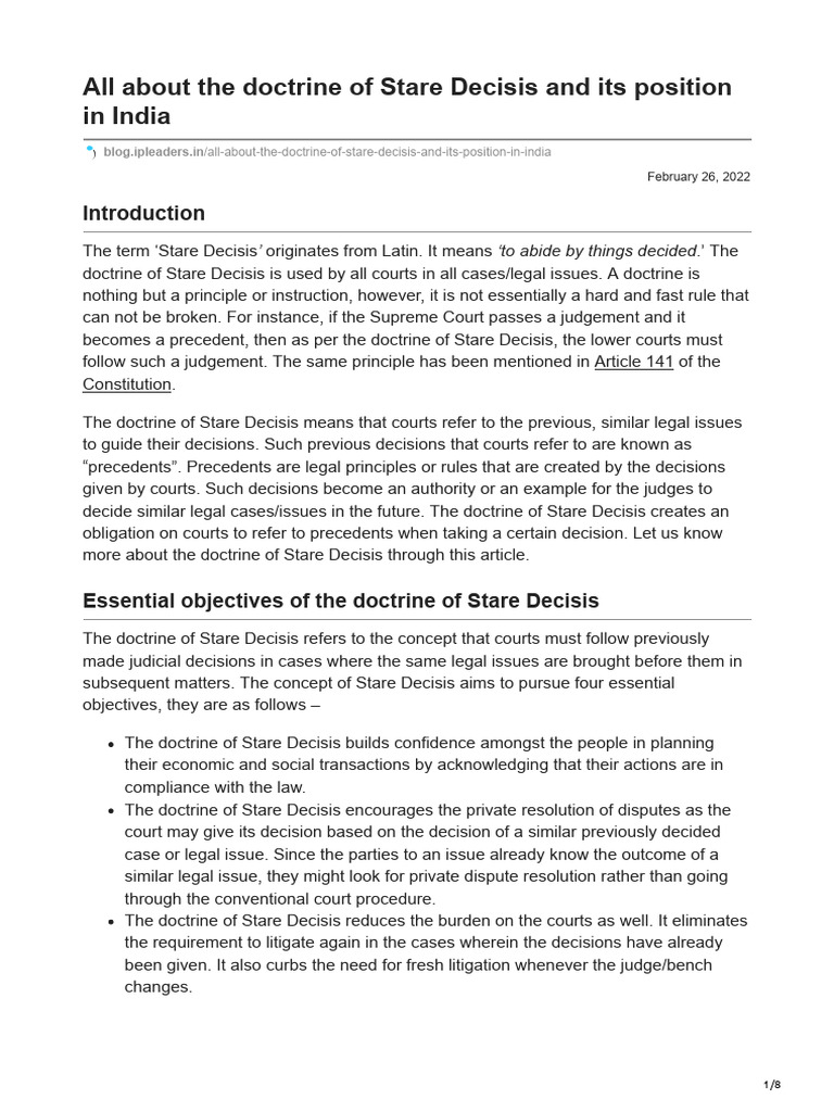 Doctrine of Stare Decisis | PDF | Precedent | Political Law