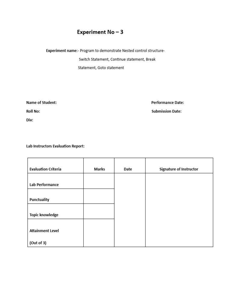 Nested Control Structures Lab | PDF
