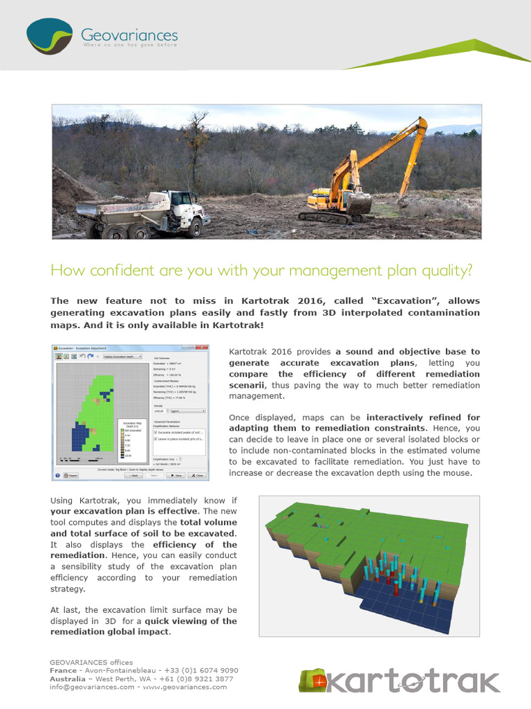 Geovarianceskartotrak2016 Focus Excavation Plans en | PDF