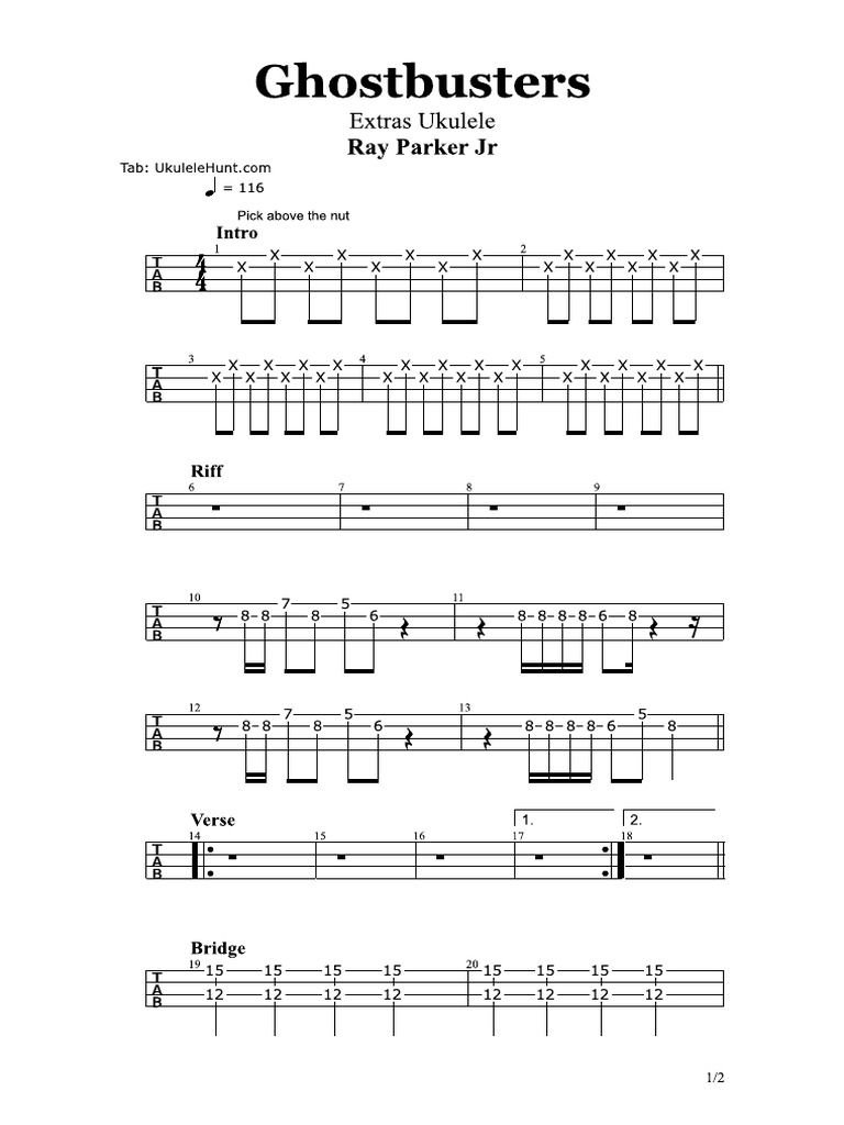 Ghostbusters Ray Parker JR Fingerpicking 2 | PDF