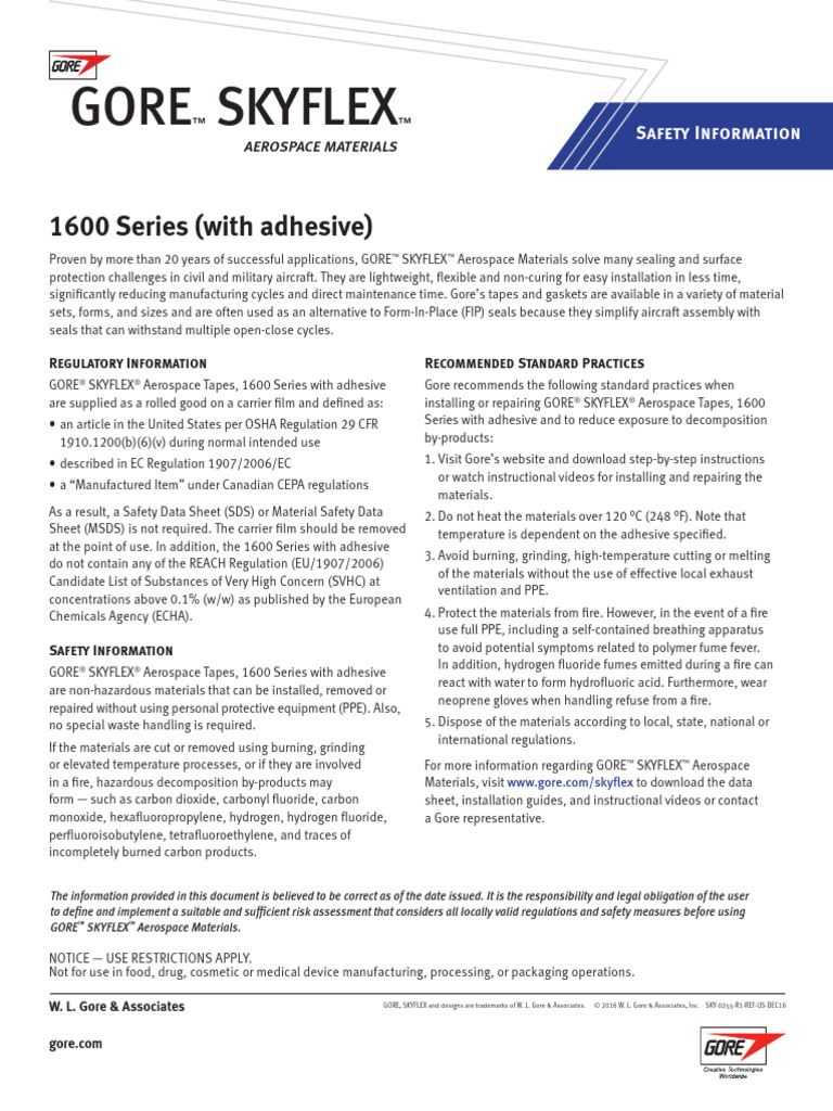 SKYFLEX 1600 Series Safety Info | PDF | Personal Protective Equipment ...