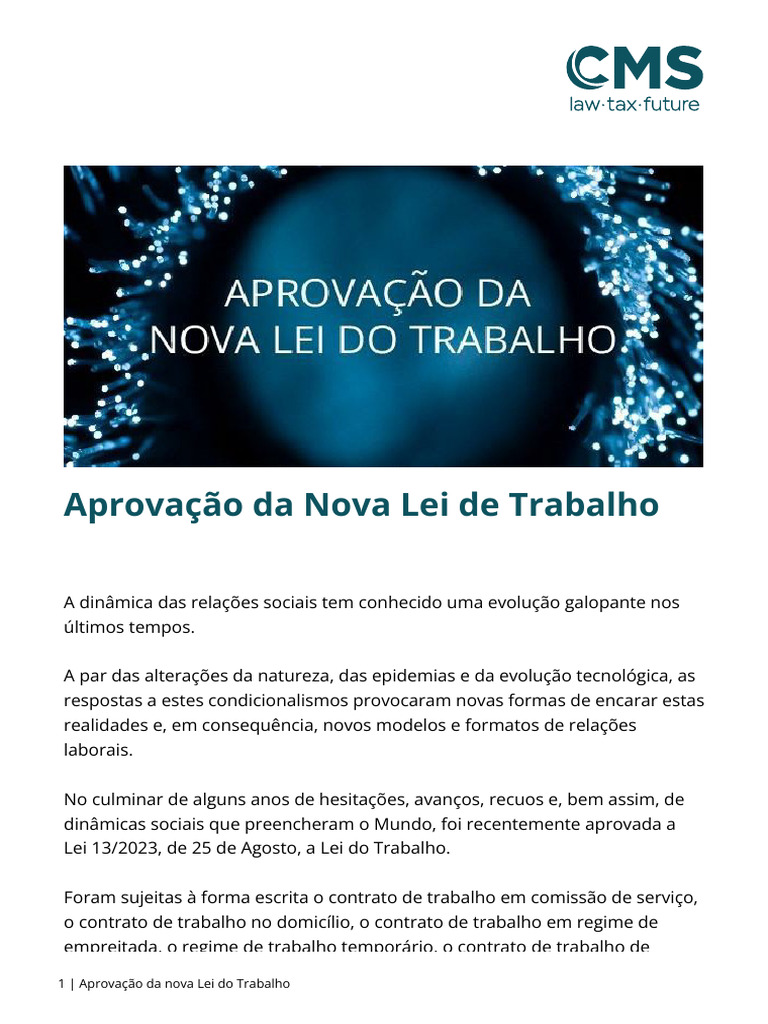 Nova Lei do Trabalho: Principais Mudanças | PDF | Justiça | Crime e ...