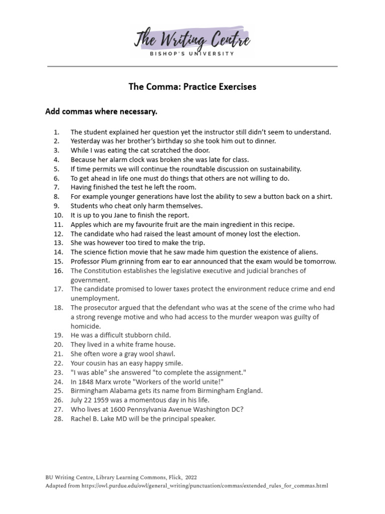 Comma-Practice-Exercises | PDF