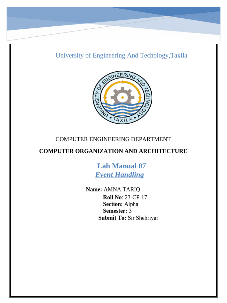 Event Handling Lab Manual - Computer Engineering | PDF
