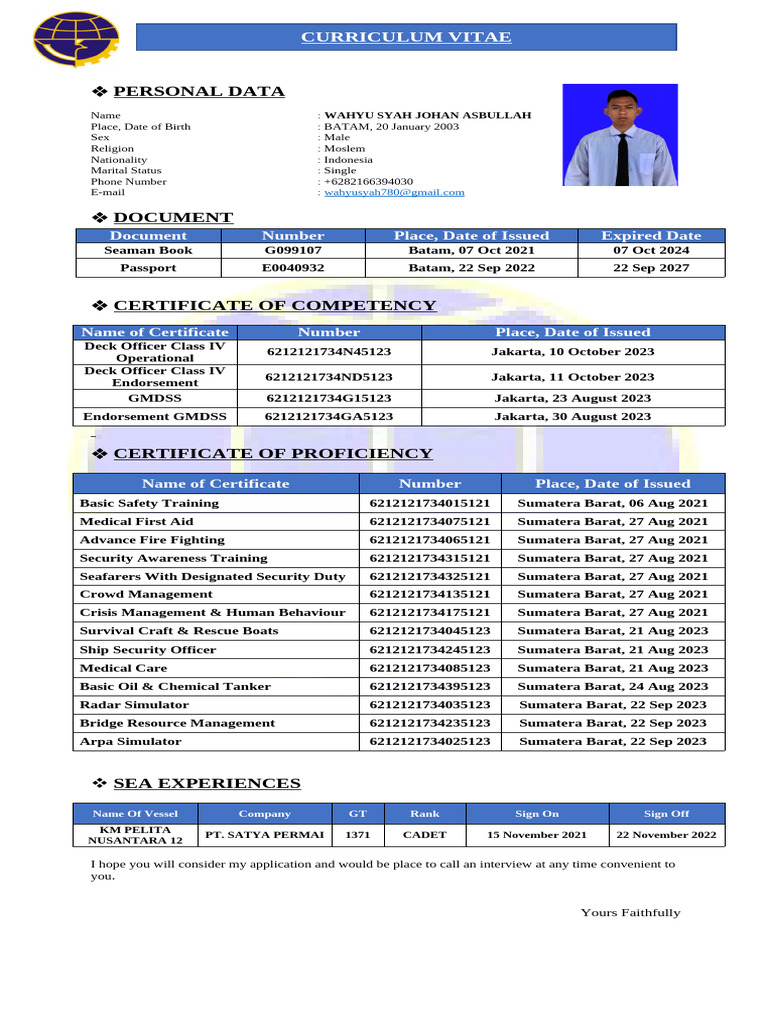 CV. Wahyu Syah Johan Asbullah | PDF | Ships | Water Transport