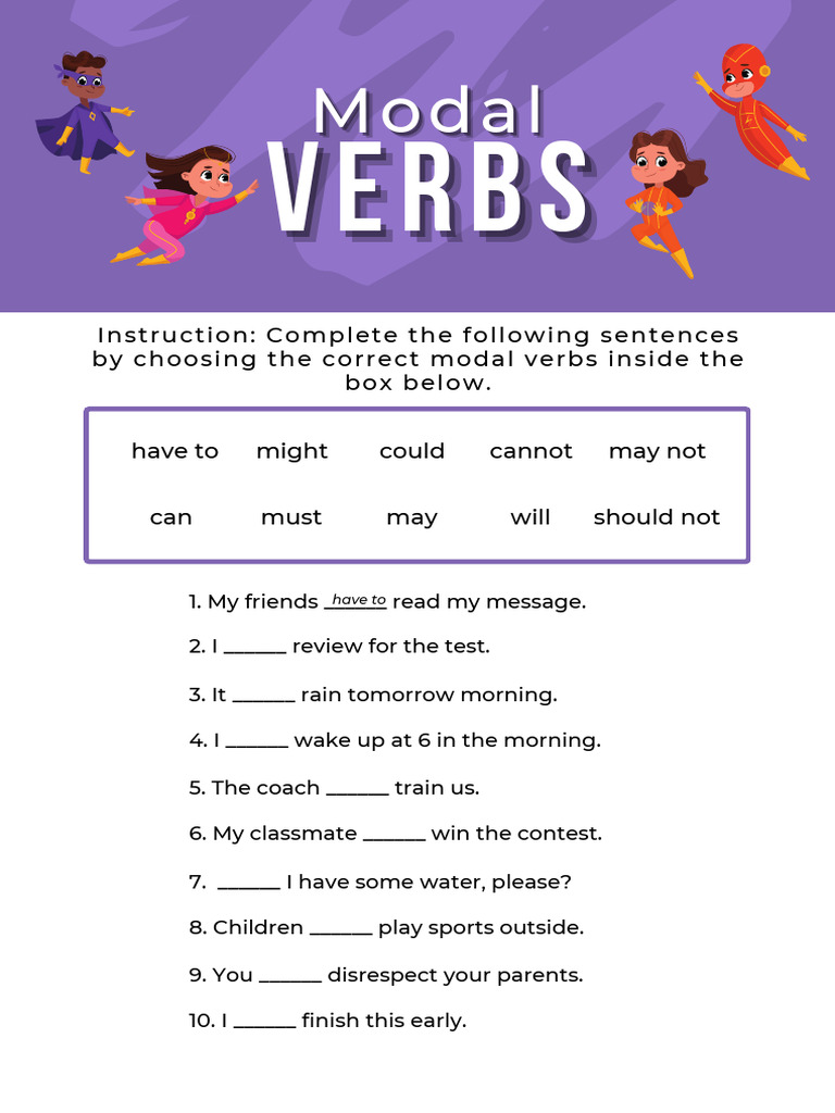 Modal Verb English Worksheet | PDF
