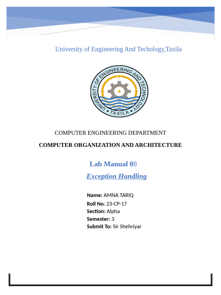 lab 8 Exception | PDF