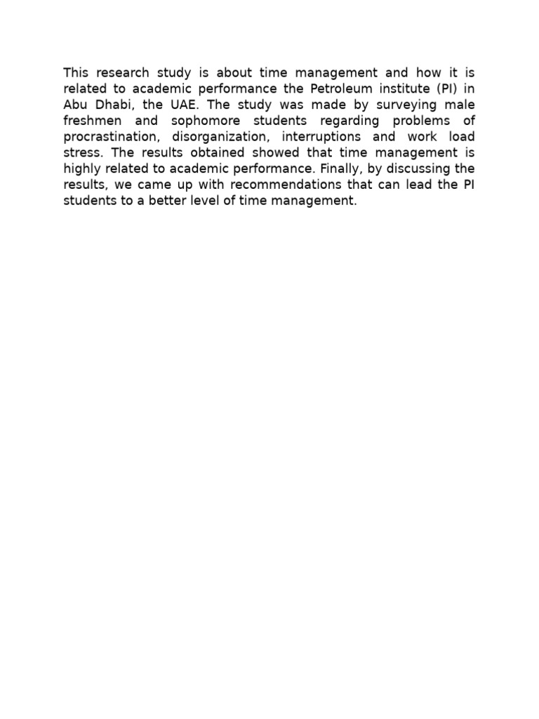 This Research Study Is About Time Management and How It Is Related To ...