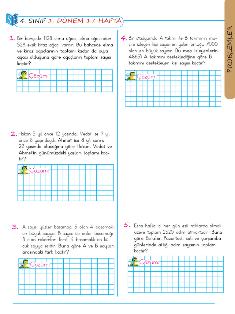 Sınıf 17. Hafta Problemler | PDF