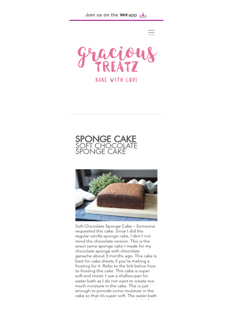 Chocolate Sponge Cake Recipe | PDF | Cakes | Western Cuisine