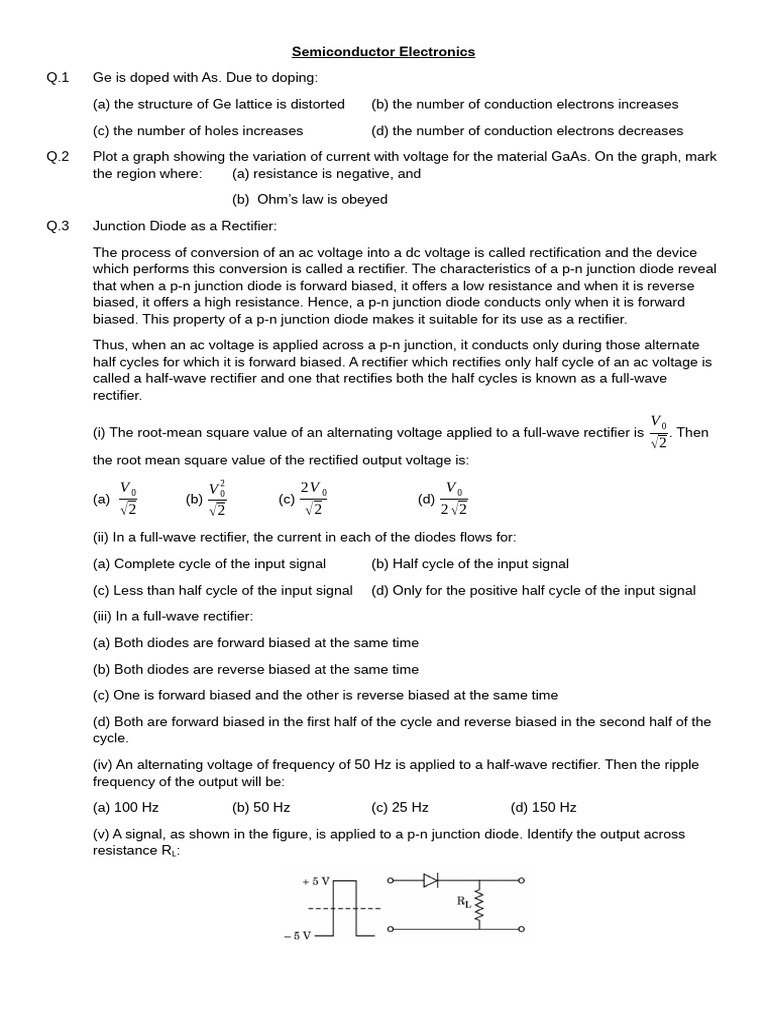Semiconductor Electronics | PDF | Rectifier | P–N Junction