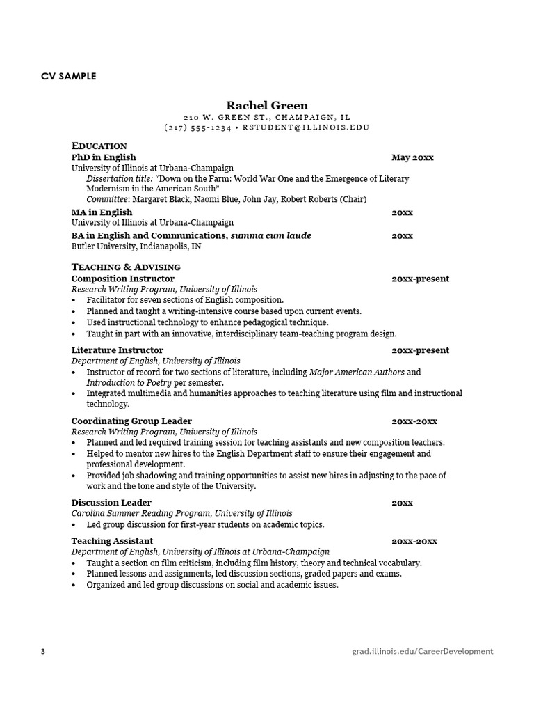 Rachel Green's Academic CV Overview | PDF | Academic Journal | Thesis