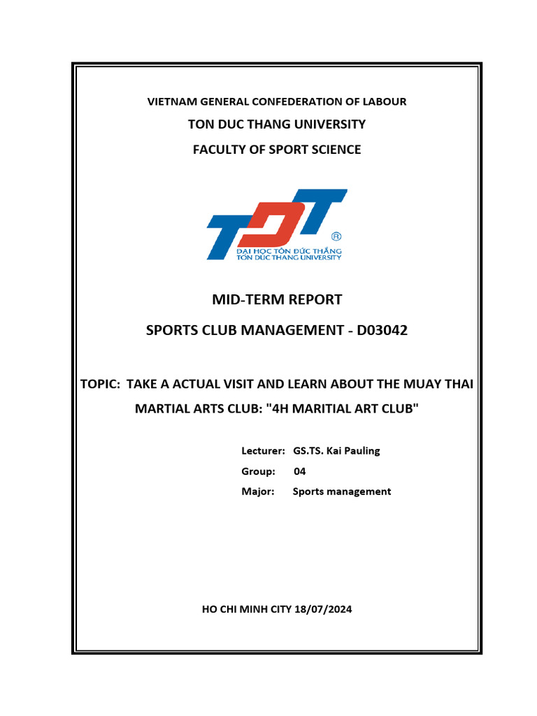Mid Term Report Group 4 Sports Club Management | PDF | Brand | Sports