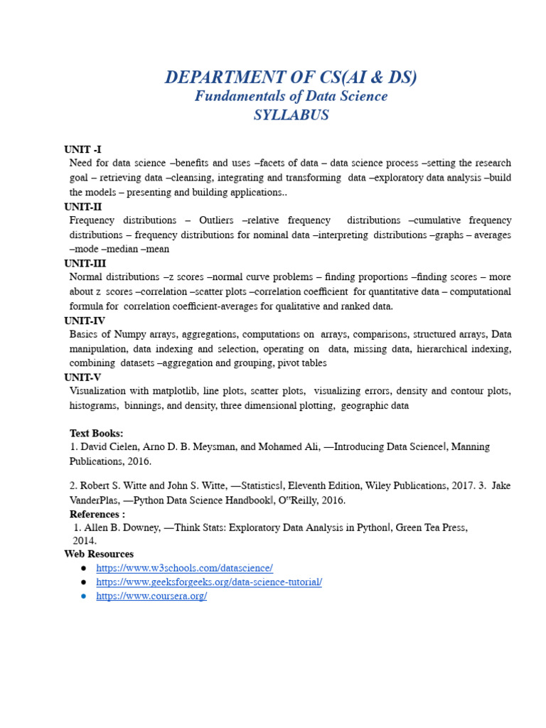 Fundamentals of Data Science | PDF | Data Science | Data Analysis