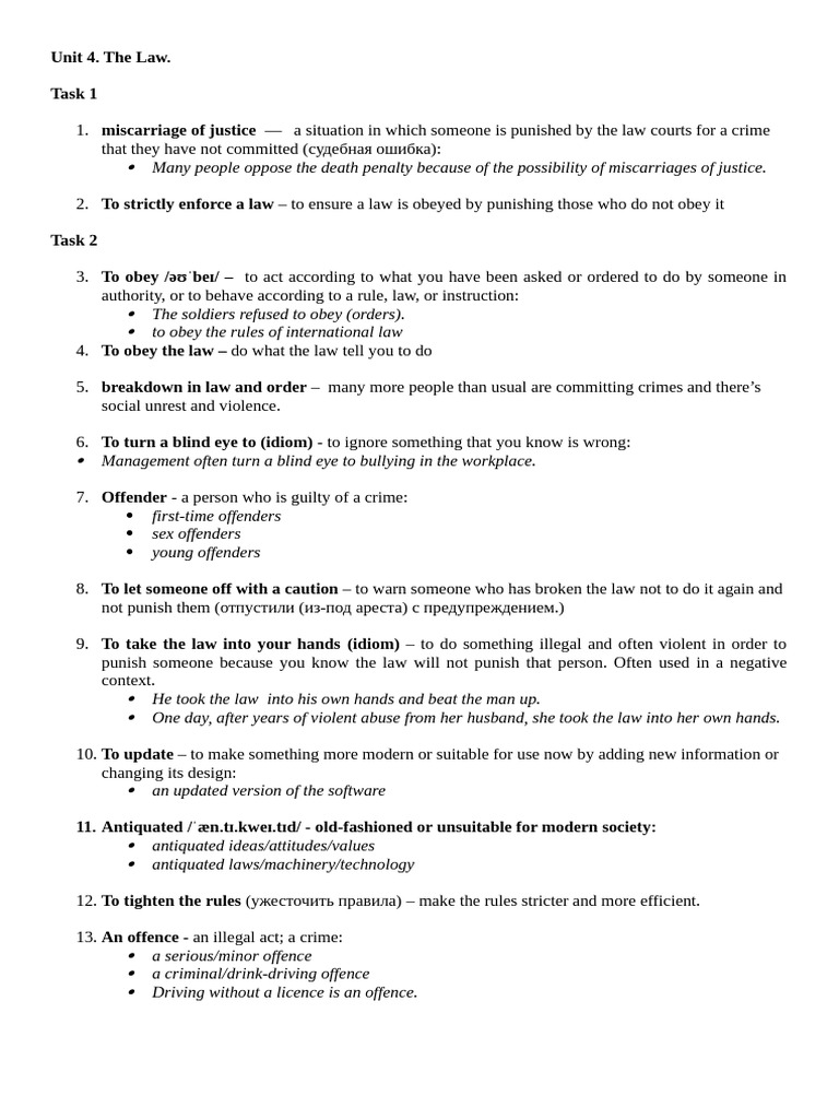 Unit 4. Lesson 1-2. Docx | PDF | Crimes | Crime & Violence