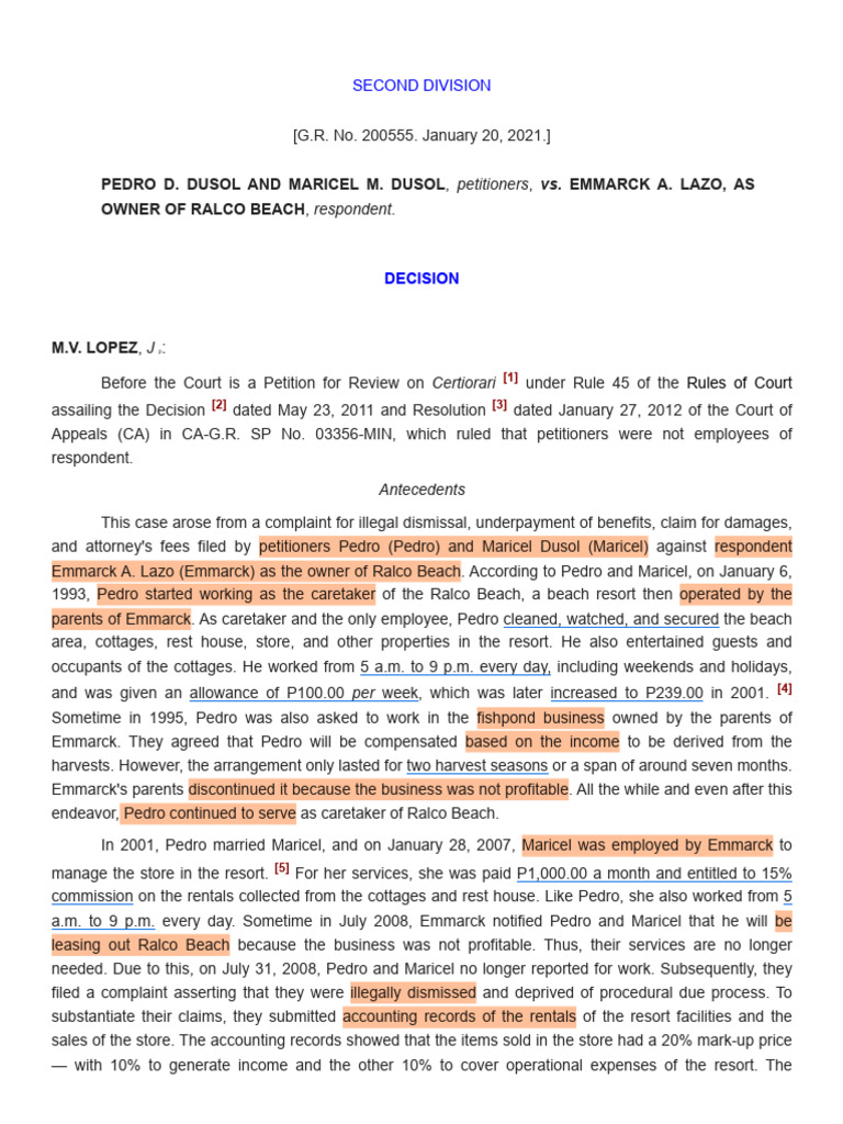 3.2 Dusol v. Lazo | PDF | Employment | Partnership