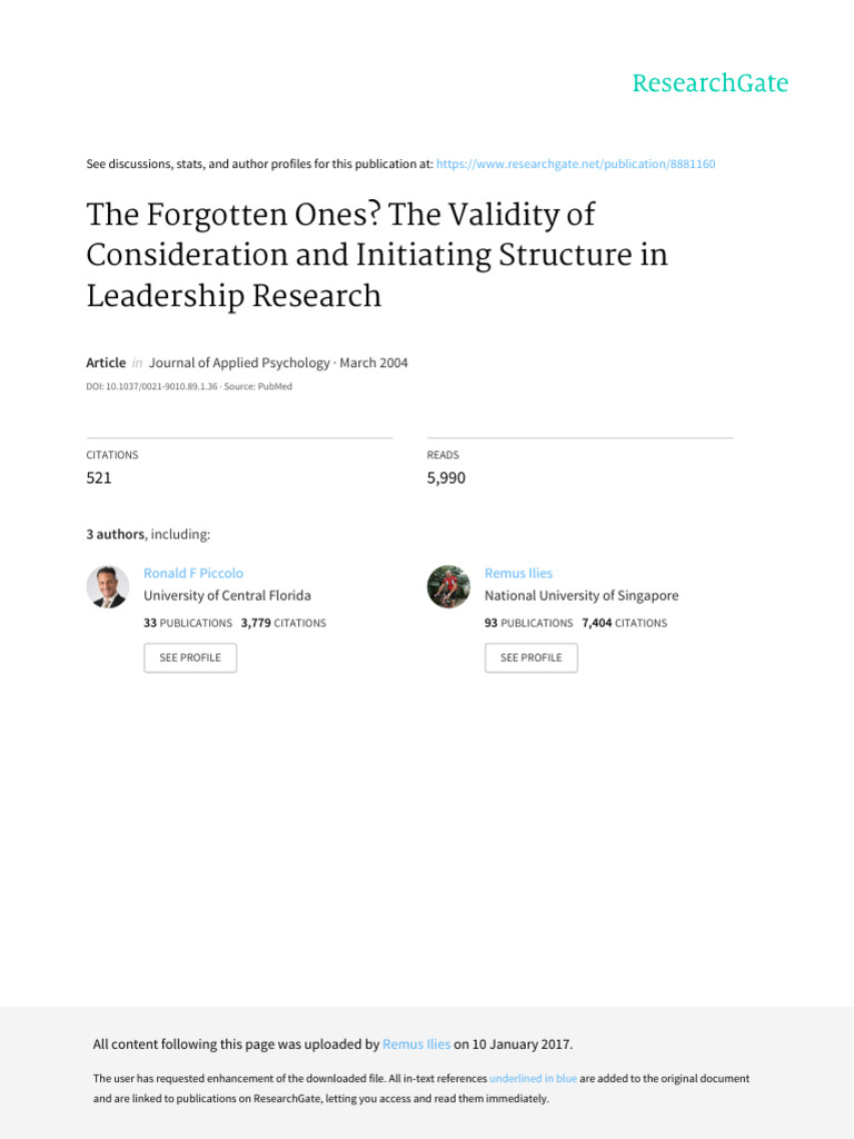 Judge, Piccolo, & Ilies (2004) | PDF | Confidence Interval | Validity (Statistics)