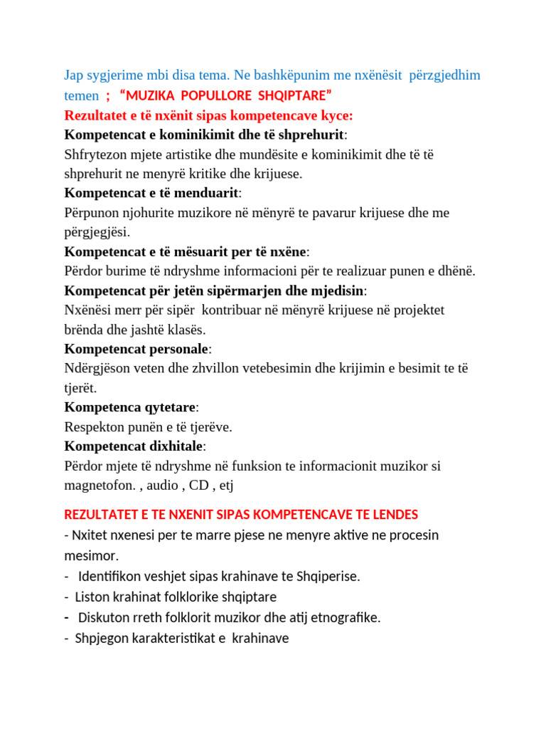 Muzika Populloreshqiptare | PDF
