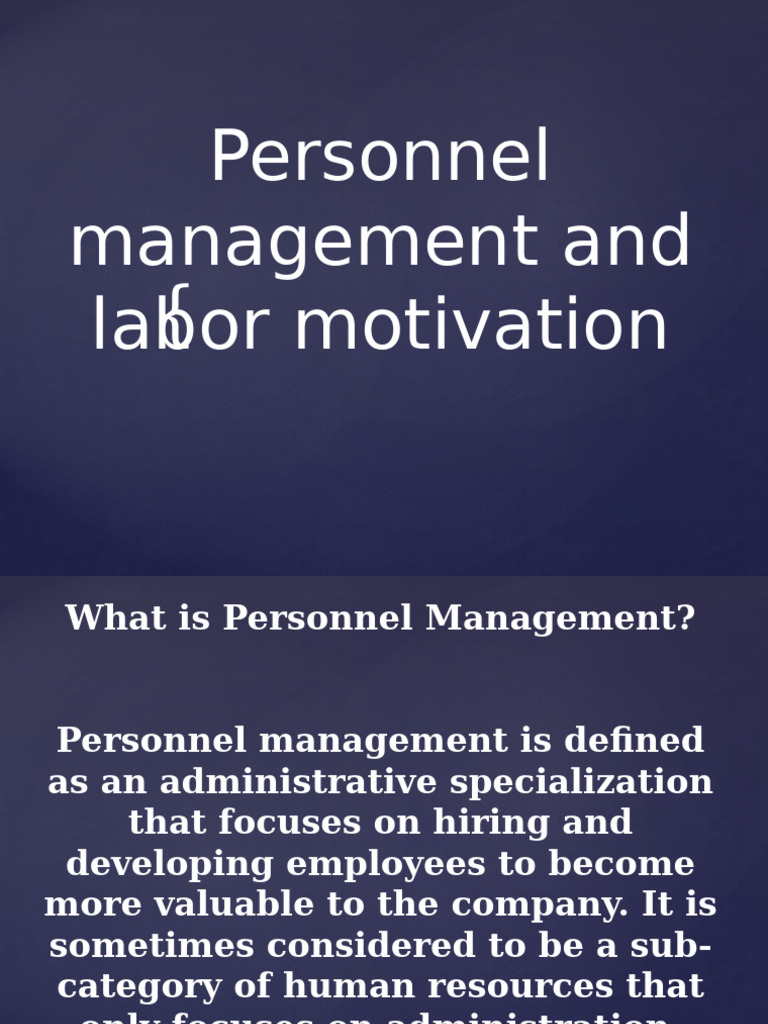 Personnel Management | PDF | Human Resource Management | Motivation