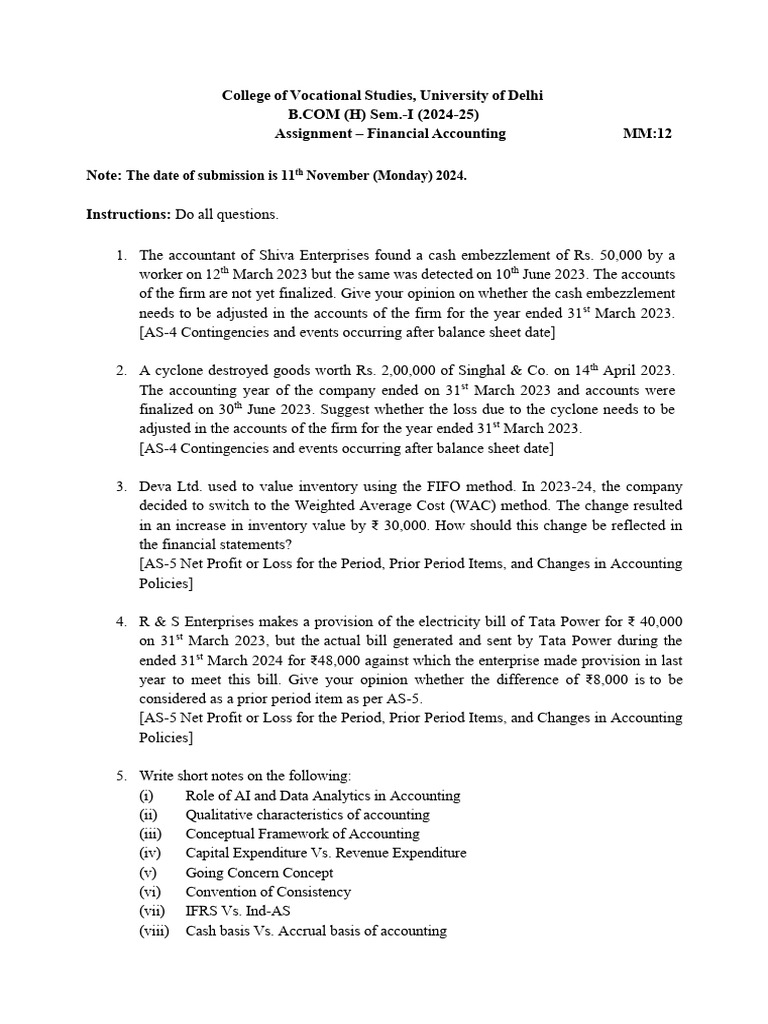 fa assignment | PDF | Financial Accounting | Accounting