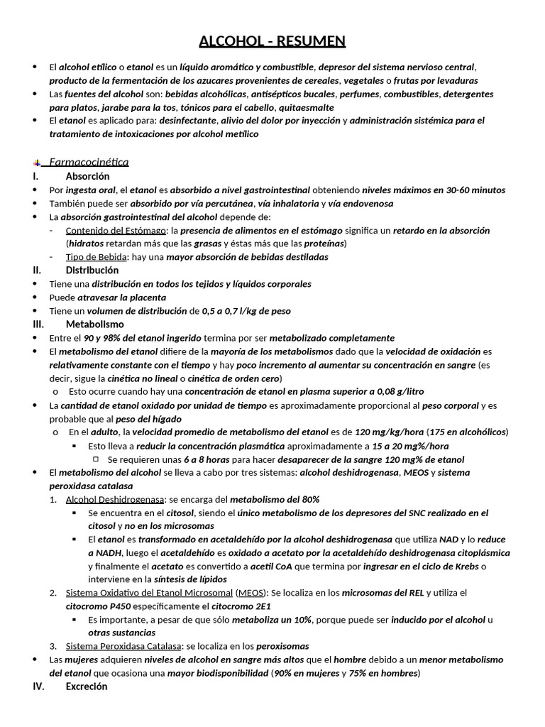 Efectos y Metabolismo del Alcohol | PDF | Etanol
