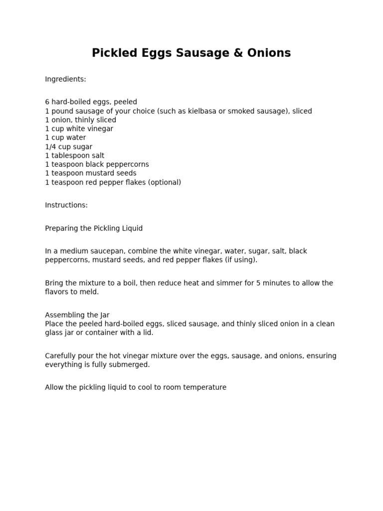 Pickled Eggs Sausage | PDF