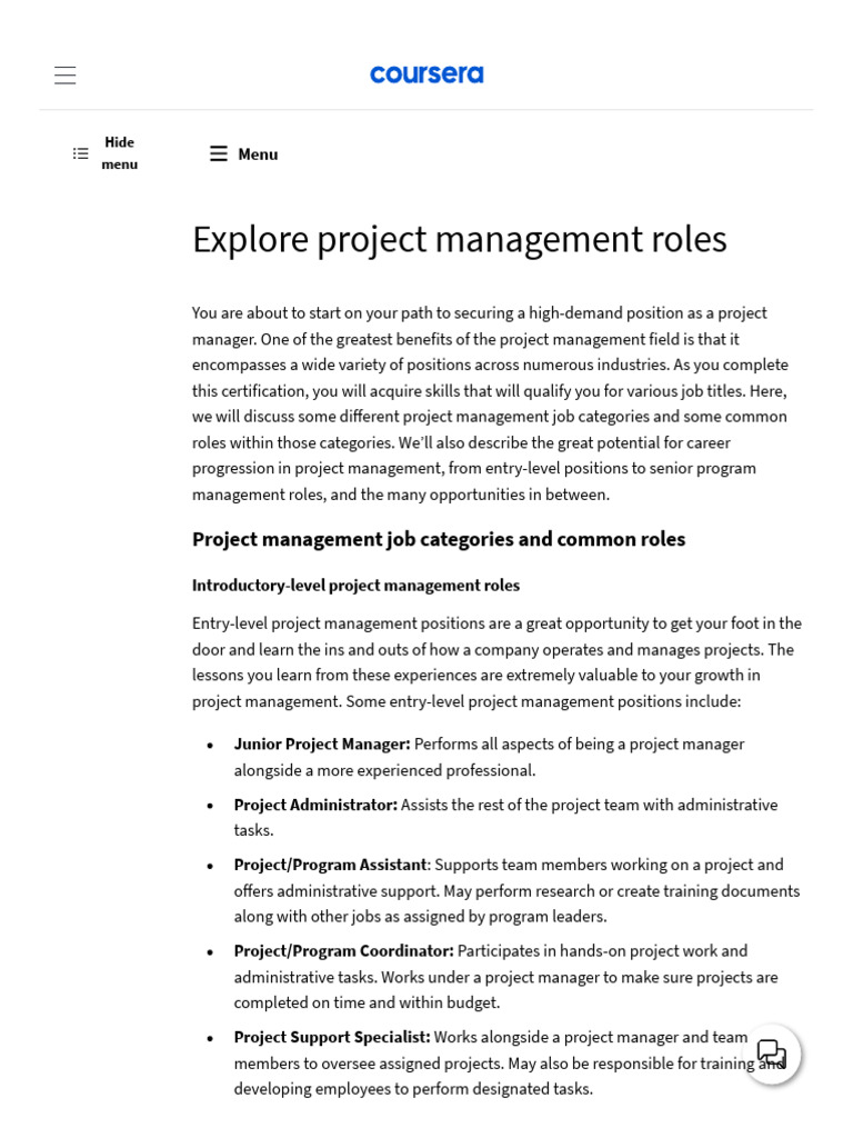 Explore project management roles | PDF